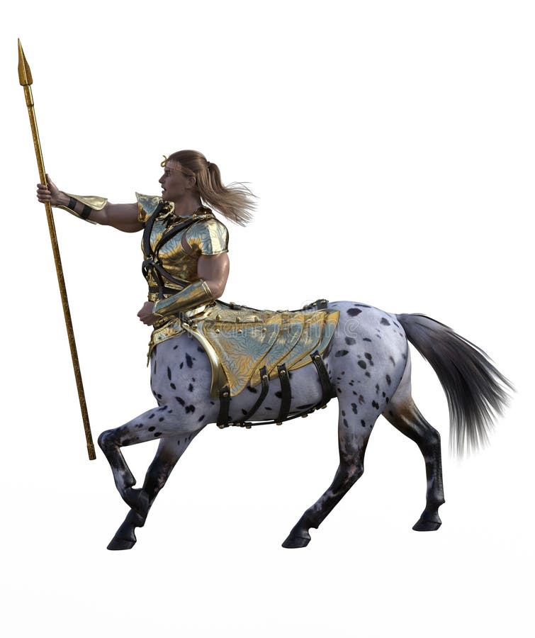3D Illustration of White Breed Centaur with Spear and Armor Stock ...