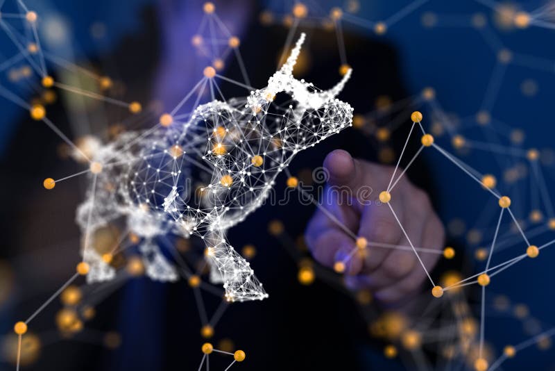 3D Illustration of a White Digital Bull Stock Illustration ...