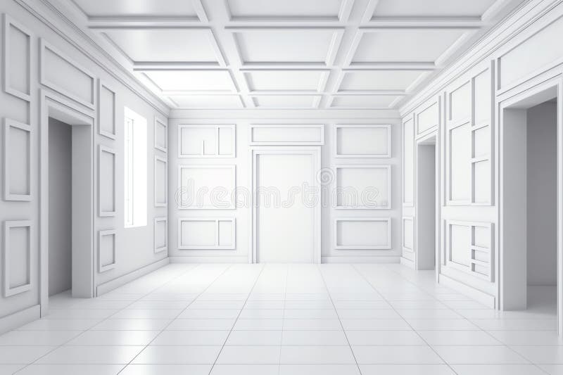 3D Illustration White Empty Room. Generative AI Stock Illustration ...