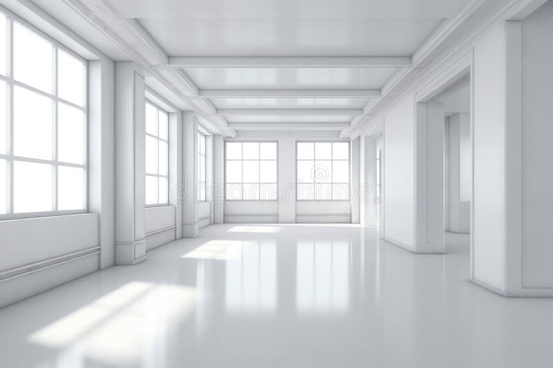3D Illustration White Empty Room. Generative AI Stock Illustration ...