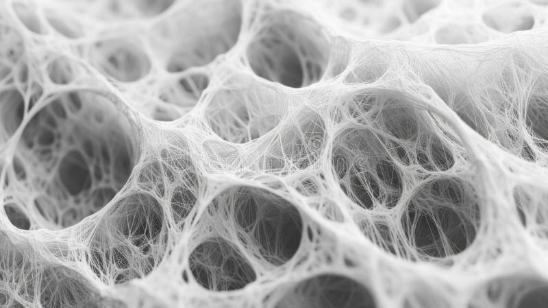 3D Illustration of a White Fibrous Network with a Spongy Structure ...
