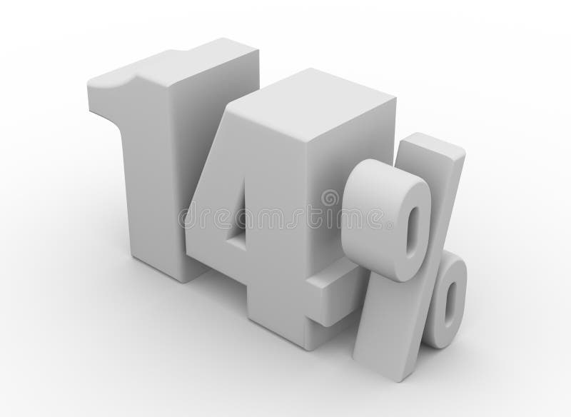 14 3d Illustration. White Fourteen Percent Special Offer on White ...