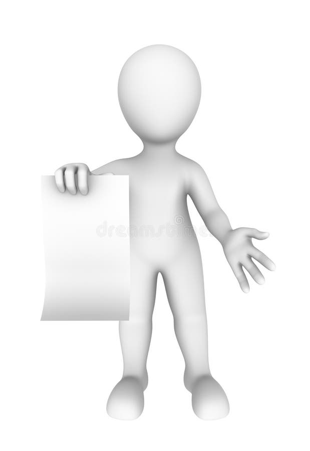 3d Illustration. 3d Abstract Human with Empty Poster Stock Illustration ...