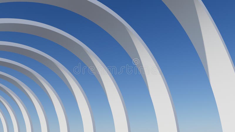 3D Illustration of White Round Arch Passage in Day Light with Sun ...