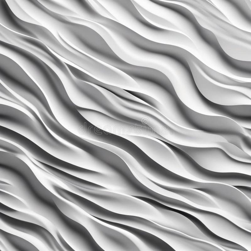 3D Illustration of White Seamless Wave Pattern with Light and Shadow ...