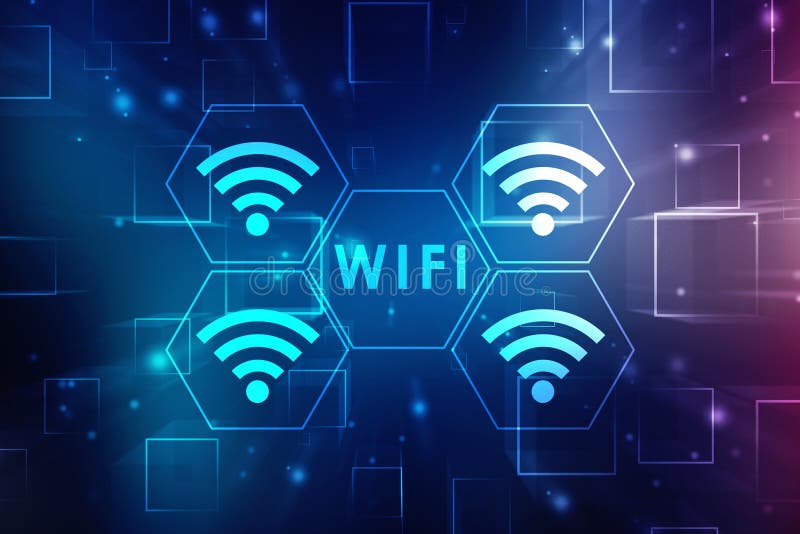 2d Illustration WIFI Symbol Sign, WIFI Internet Network Connection ...