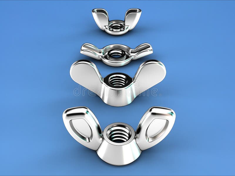3d Illustration of Wing Nuts Stock Illustration - Illustration of tight ...