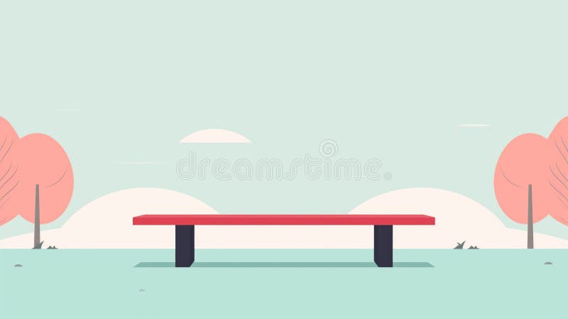 2D Illustration of a Wooden Bench in an Open Park with Basic Shapes ...