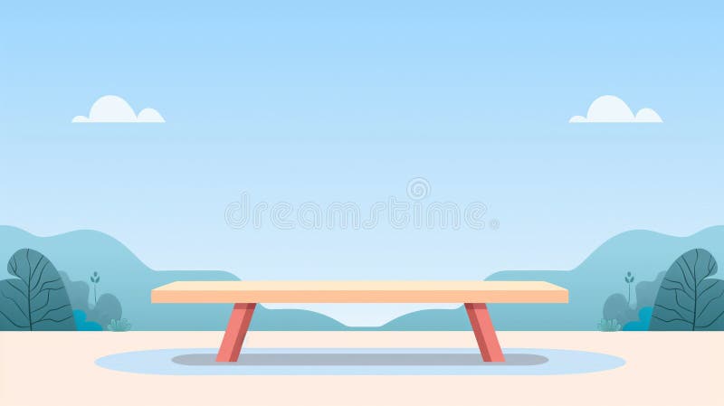 2D Illustration of a Wooden Bench in an Open Park with Basic Shapes ...