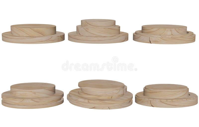 3D Illustration, Wooden Trophy Base, Round Pallet Base with Different ...