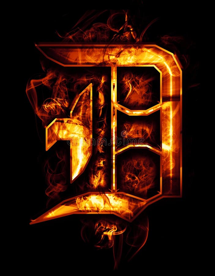 A, Illustration of Word with Chrome Effects and Red Fire on Bla Stock ...
