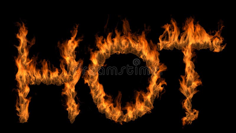 3D Illustration of Word Hot Text on Fire with Alpha Layer Stock ...