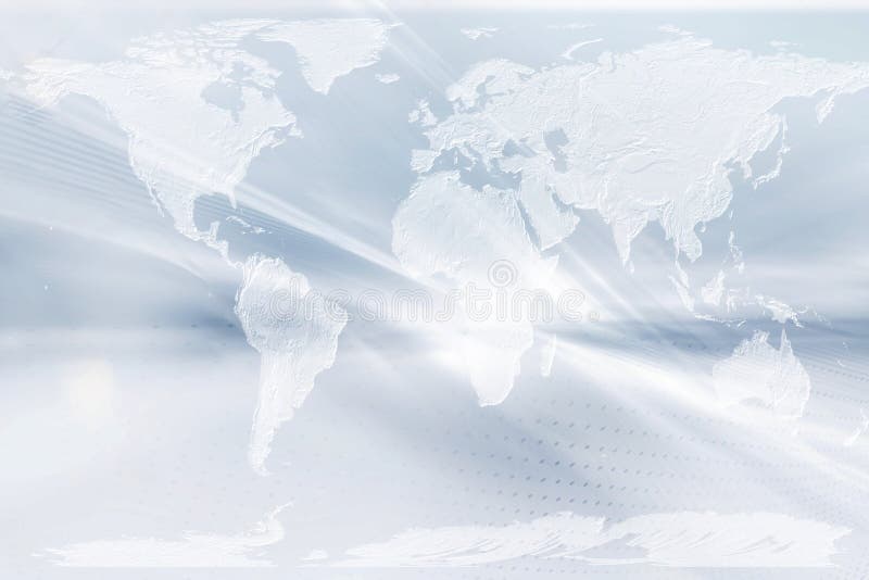 3D Illustration World Map, 3D Rendering with Gray Gradient Abstract ...