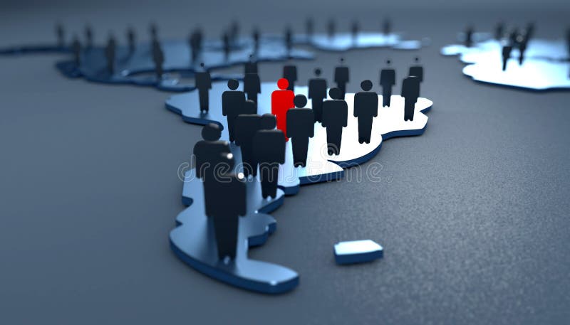 3D Illustration World Map With Figures Of People On It Stock ...