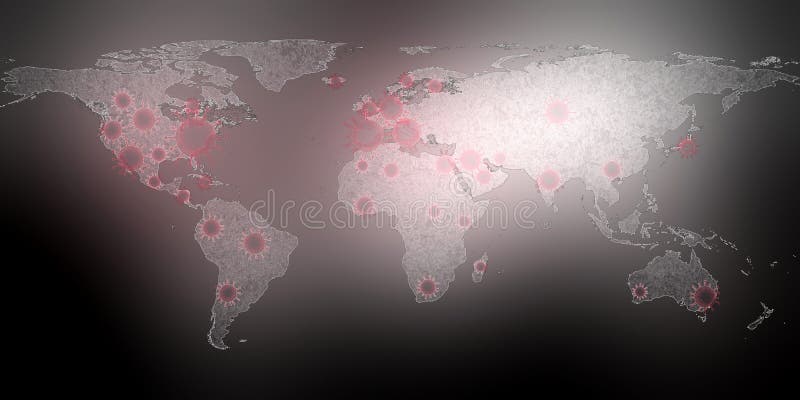 3D-Illustration of a World Map View on Corona Virus Covid-19 Outbreak ...
