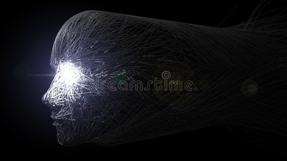 3d Illustration of Wraith Face with Growing Fibres. Stock Illustration ...