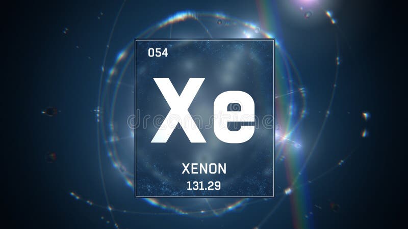 Xenon As Element 54 of the Periodic Table 3D Illustration on Blue ...