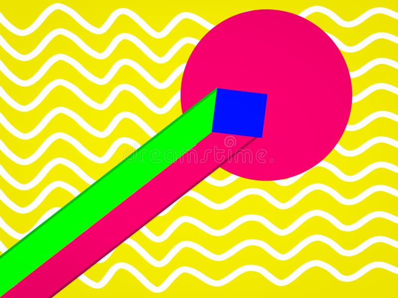 3D Illustration Yellow Abstract Background with Strips and Shapes Stock ...