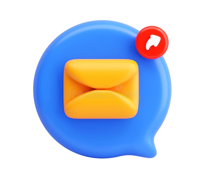 3D Outgoing Email Icon with Orange Envelope and Arrow in Blue Chat ...