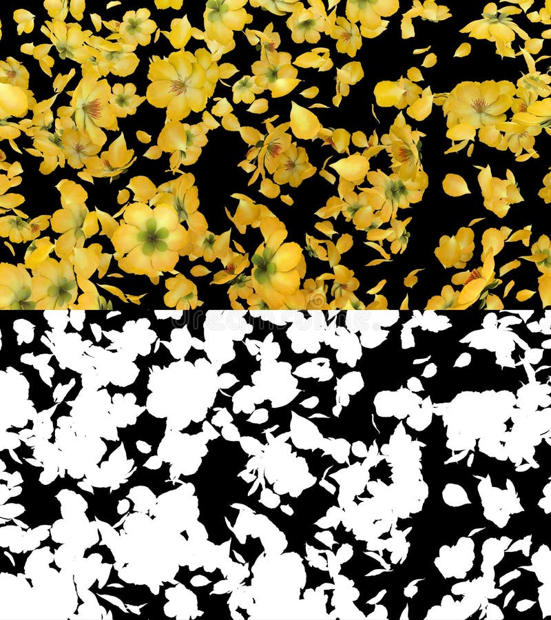 3D Illustration of a Yellow Flower Petals Flow with Alpha Layer Stock ...