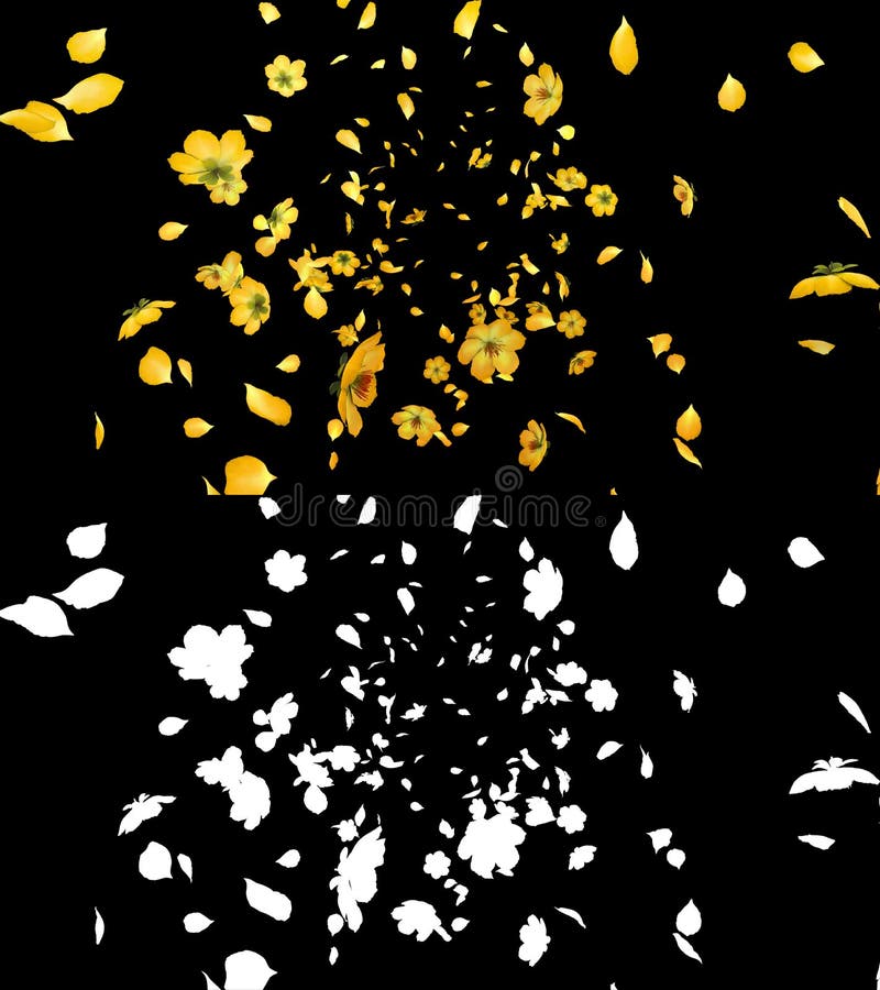 3D Illustration of a Yellow Flower Petals Flow with Alpha Layer Stock ...