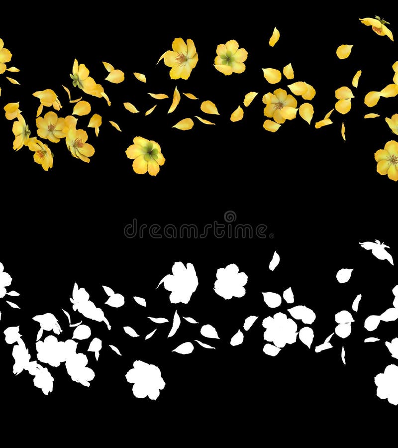 3D Illustration of a Yellow Flower Petals Flow with Alpha Layer Stock ...