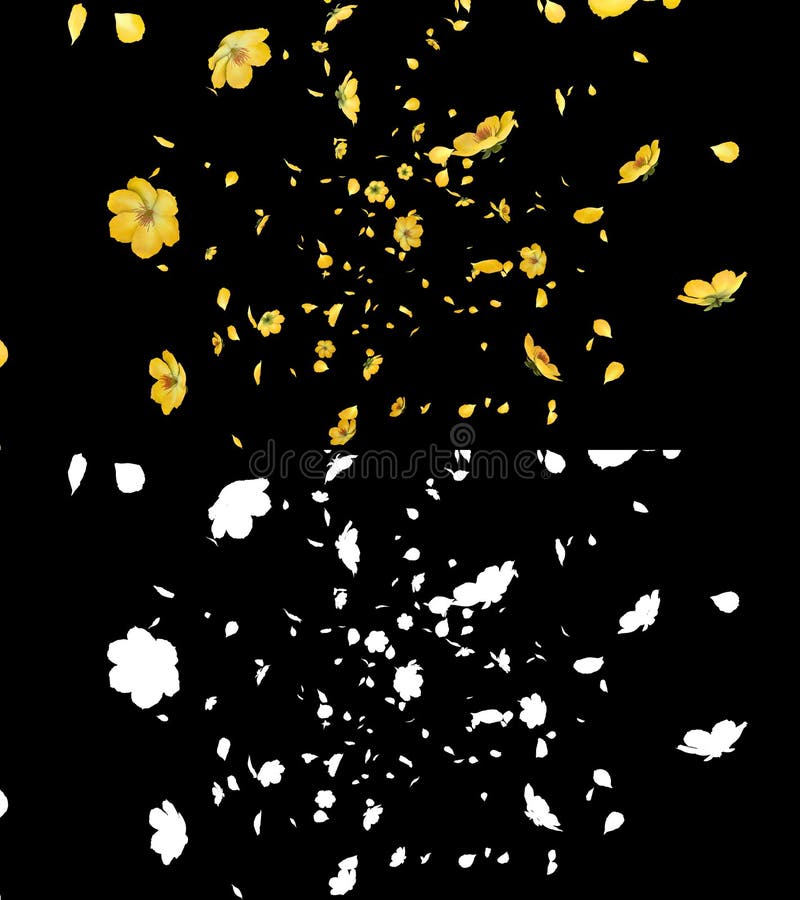 3D Illustration of a Yellow Flower Petals Flow with Alpha Layer Stock ...