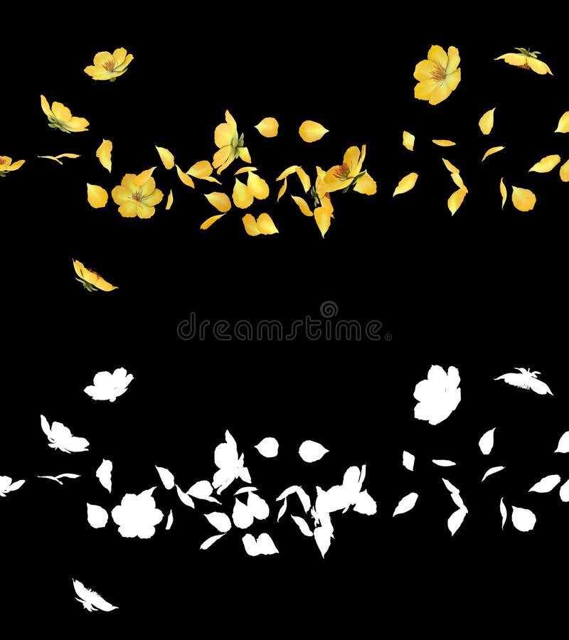 3D Illustration of a Yellow Flower Petals Flow with Alpha Layer Stock ...