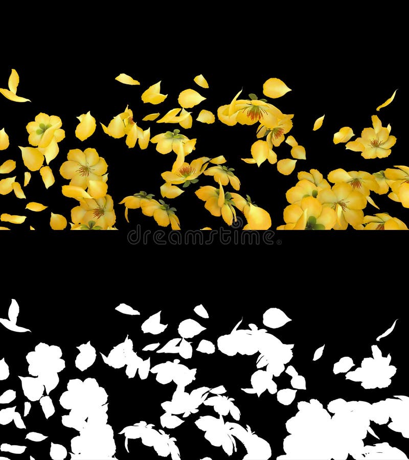 3D Illustration of a Yellow Flower Petals Flow with Alpha Layer Stock ...