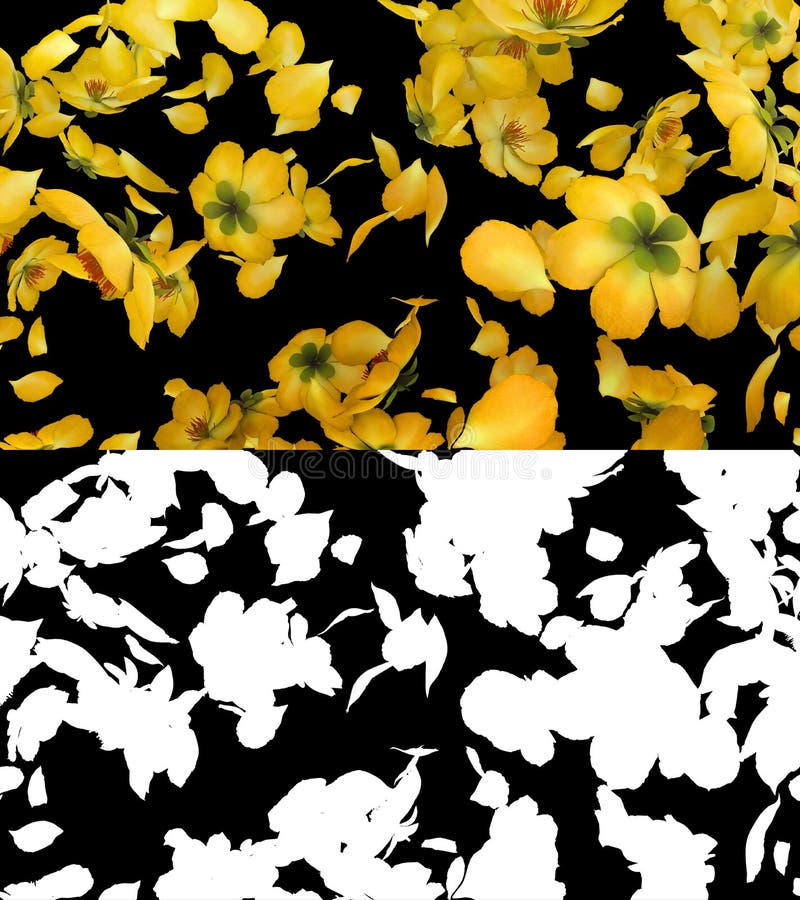 3D Illustration of a Yellow Flower Petals Flow with Alpha Layer Stock ...