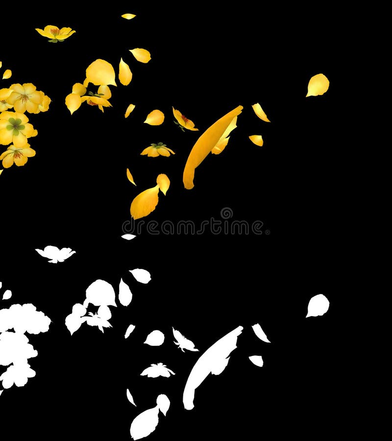 3D Illustration of a Yellow Flower Petals Flow with Alpha Layer Stock ...