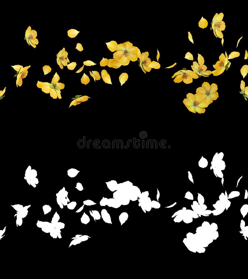 3D Illustration of a Yellow Flower Petals Flow with Alpha Layer Stock ...
