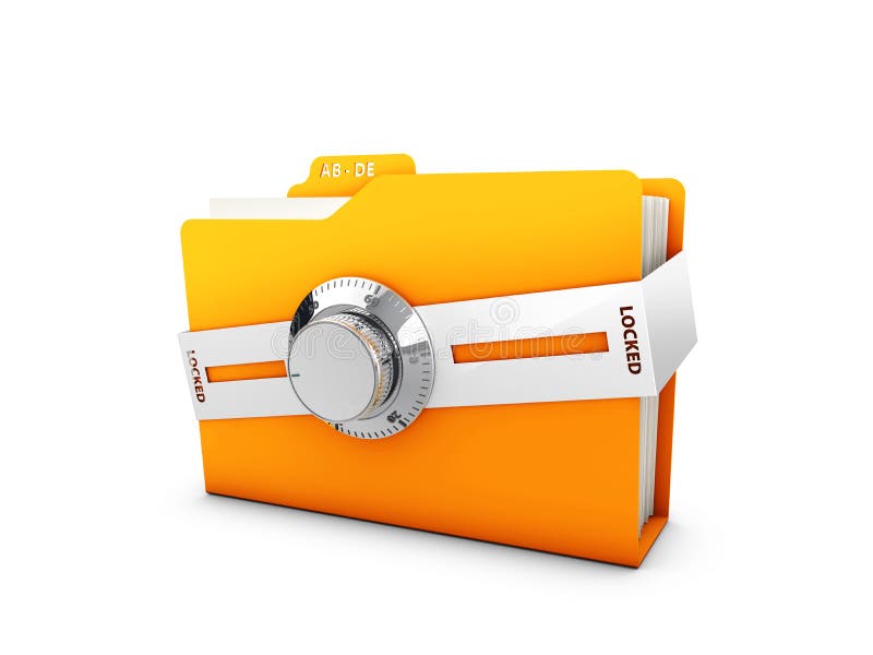 3d Illustration of Yellow Folder and Lock. Data Security Concept Stock ...