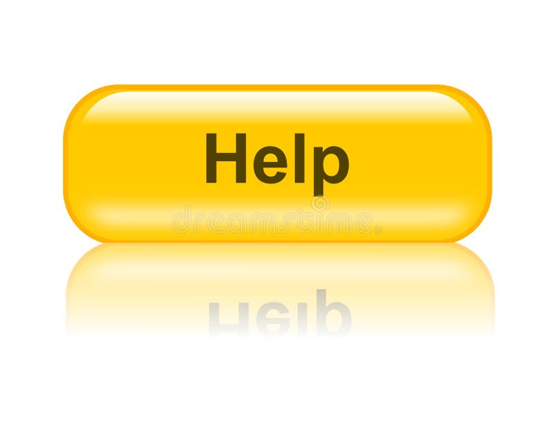 3d Illustration Yellow Help Button Stock Illustration - Illustration of ...