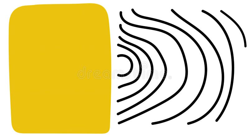 Yellow Rectangle and Curved Line in Minimal Art Style Stock ...