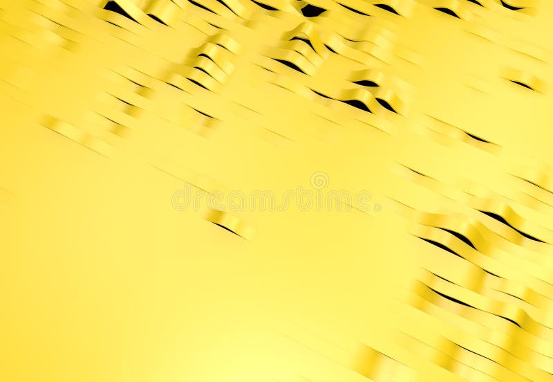 3D Illustration of Yellow Surface Made of Waving Lines, Abstract ...