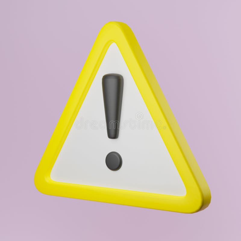 3D Illustration Yellow Warning Sign Stock Illustration - Illustration ...