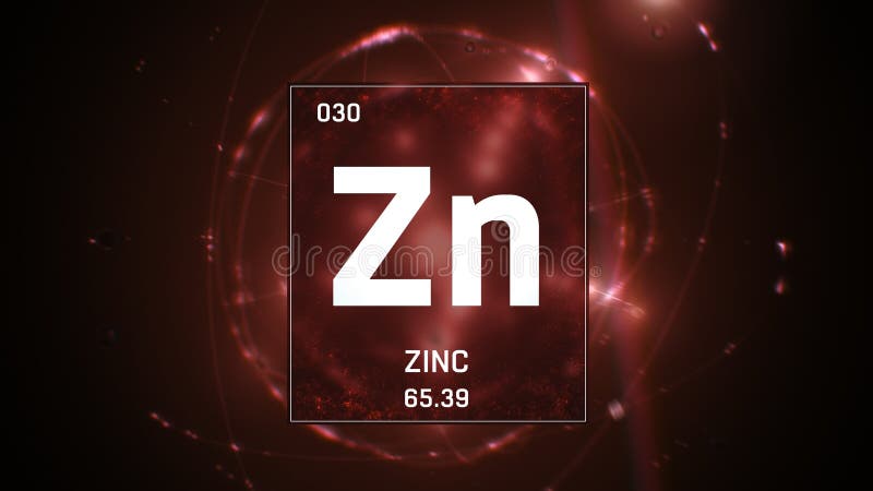 Zinc As Element 30 of the Periodic Table 3D Illustration on Grey ...