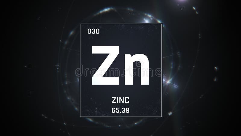 Zinc As Element 30 of the Periodic Table 3D Illustration on Grey ...