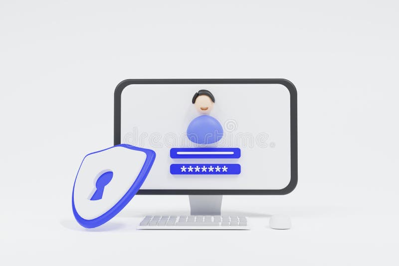 Computer and Account Login and Password Form Page on the Screen. Sign ...