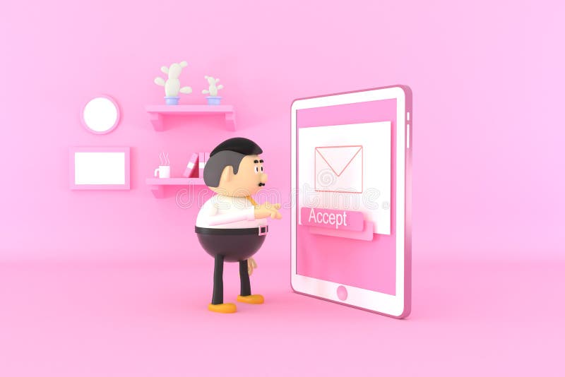 3d Illustrator of Cartoon Characters. a Fat Man in Business Attire is ...