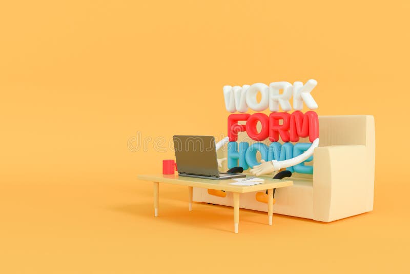 3d Illustrator of the Characters Who Work at Home Run and with the ...