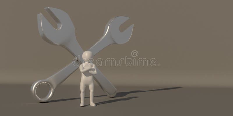 3d Illustrator Group of Career Maintenance Symbols on a Gray Background ...