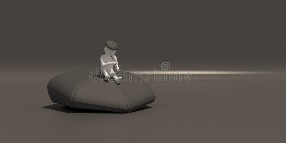 3d Illustrator, 3d Rendering of the Artist is Drawing Stock ...
