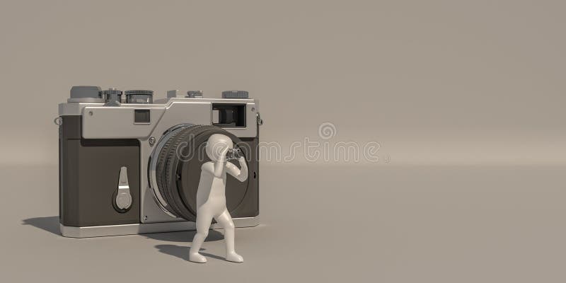 3d Illustrator, 3d Rendering of the Photographer and Camera Stock ...