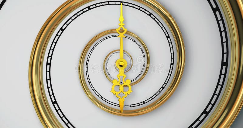 3D Image of Abstract Clock with a Spiral Dial and Hands. Stock Footage ...