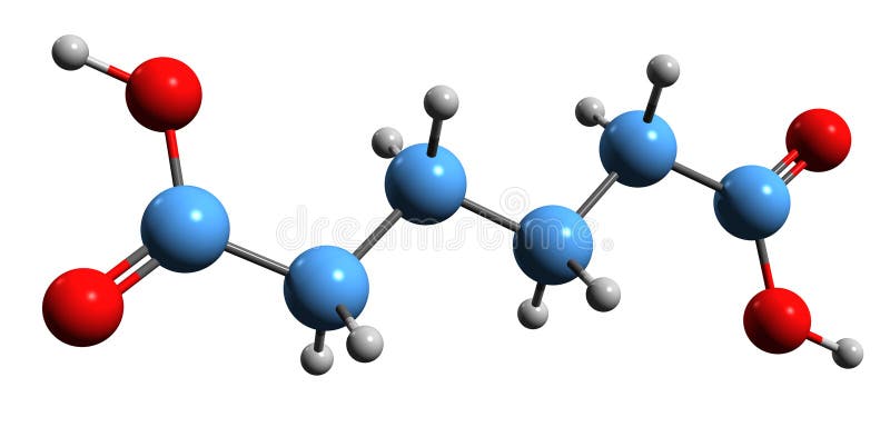 3D Image of Adipic Acid Skeletal Formula Stock Illustration ...