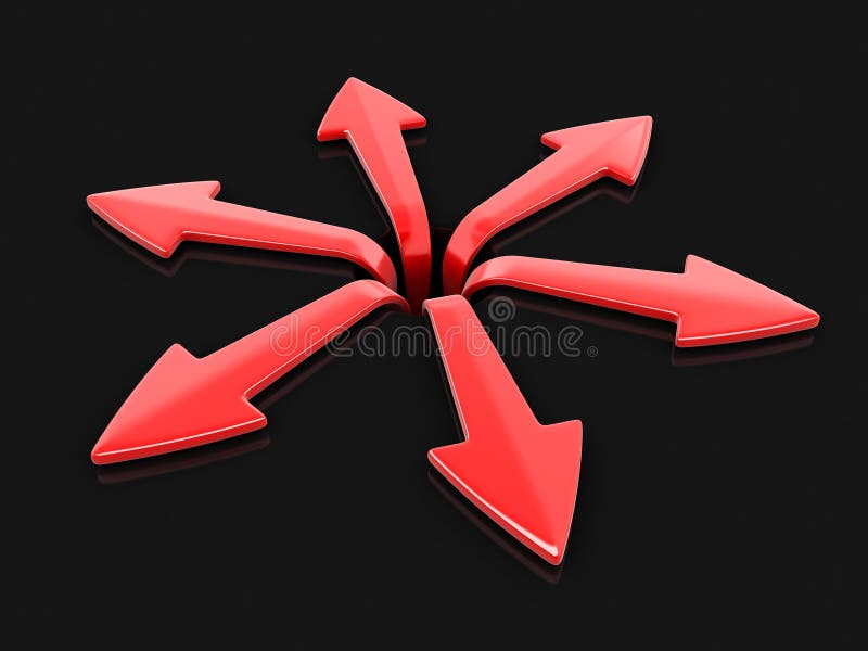 3d Image of Arrows in Different Directions Stock Illustration ...