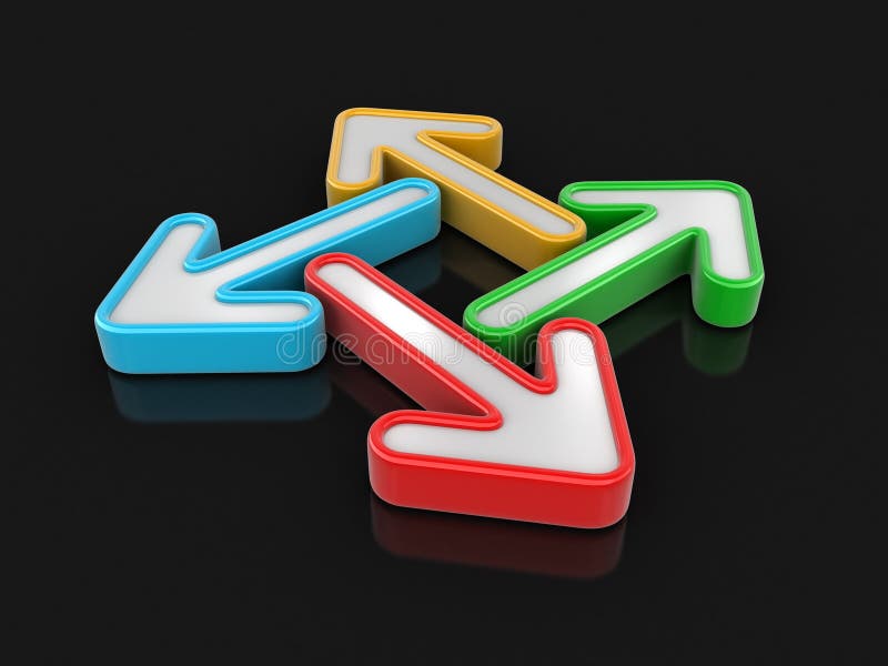 3d Image of Arrows in Different Directions Stock Illustration ...