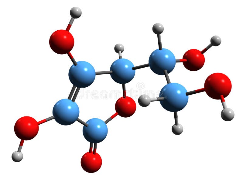 3D Image of Ascorbic Acid Skeletal Formula Stock Illustration ...
